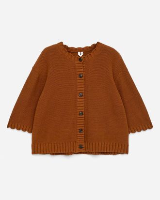 Arket Baumwollstrickjacke Mit Bogenkante -Orange