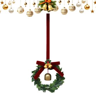 Generico K&uuml;nstlicher Weihnachtskranz - k&uuml;nstliche, gr&uuml;ne Kiefernadel, handgefertigt, saisonale Dekoration, elegante Glockenschleife, festlicher Ornament Ring m