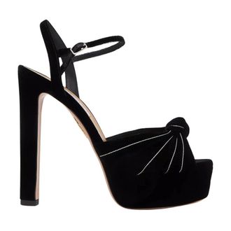 Aquazzura Femme, Chaussures, Noir, Taille: 38 1/2 EU Sandales Plateforme Velours Noires