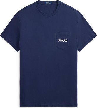 Ralph Lauren T-Shirt mit bestickter Brusttasche und gro&szlig;em Polo Bear auf R&uuml;ckenseite in