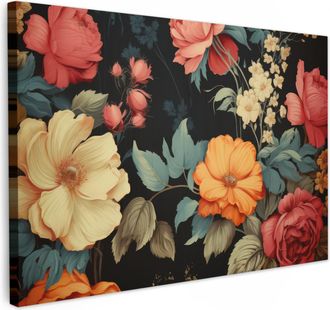 MuchoWow © Leinwand Groß 120x80 cm XXL Deko Schlafzimmer Aesthetic Leinwandbilder Wohnzimmer Gemälde Foto Geschenk Living Room Decoration Vintage - Blumen - Na