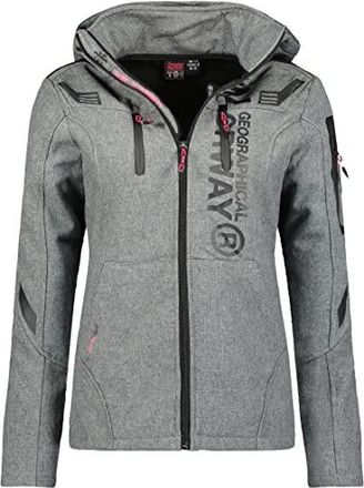 Geographical Norway Veste Softshell Femme, Capuche détachable, modèle Truffe Lady, Existe en Taille 4 Coloris,Gris Clair,M