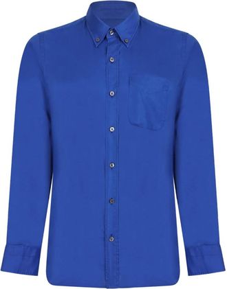Tom Ford Homme, Chemises, Bleu, Taille: M Chemise Slim Fit en Gabardine Fluide