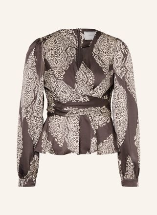 Neo Noir Neo Noir Blusentop Rista In Wickeloptik Aus Satin braun