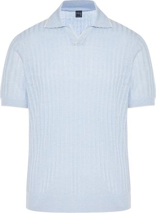 Fedeli Homme, Tops, Bleu, Taille: XL Polo Boutonn&eacute; en Maille de Lin et Coton
