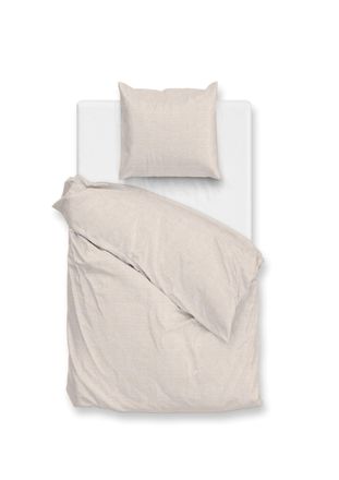 Zo!Home Flanell Bettw&auml;sche 135x200 Flanella di Lino Sandy beige Uni Melange