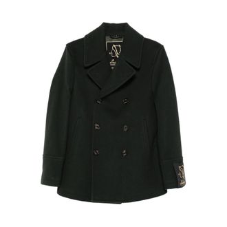 Sealup Gr&uuml;ner Wollmantel mit Doppelreihiger Knopfleiste - - Jackets - Herren - Gr&uuml;n - M