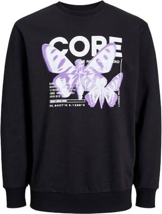 Jack & Jones Jcoedition Sweat à col Rond Gc Maillot de survêtement, Pirate Black/Detail:Butterfly Print, M Homme