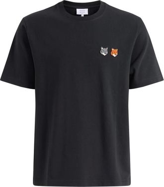 Maison Kitsun&eacute; Homme, Tops, Noir, Taille: M Double FOX Head Comfort T-Shir