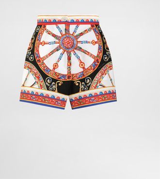 Dolce & Gabbana Shorts Aus Popeline Mit Carretto-print - Frau Hosen Und Shorts Mehrfarbig 42