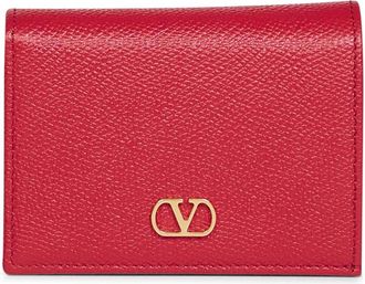 Valentino Garavani Femme, Accessoires, Rouge, Taille: ONE Size VLogo Signature Portefeuille en Cuir de Veau Grain&eacute;