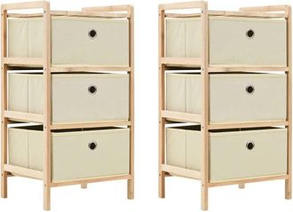 vidaXL Vidaxl - 2 armoires pc avec paniers en tissu et bois de cèdre beige divers modèles des modèles : avec 3 paniers