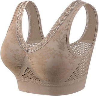 Generic Soutien-gorge de levage sans boutons pur et confortable, sans fil, pour femmes &acirc;g&eacute;es, anti-affaissement pour femme, 3 pi&egrave;ces - Marron, 6XL