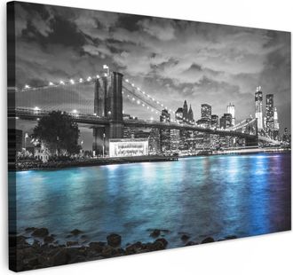 MuchoWow © Bilder Groß 120x80 cm XXL Wohnzimmer Deko Moderne Wandbild Kunstdruck auf Leinwand Bild Schlafzimmer über Bett Room Decor Geschenke New York - Skyli