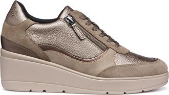Geox Damen D ILDE A Sneaker, Taupe, 42 EU