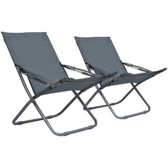 vidaXL Vidaxl - Klappbare Strandst&uuml;hle 2 Stk. Stoff Grau
