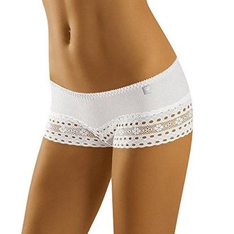Wolbar Femmes Short Dentelle Culottes Dame Lingerie sous-Vêtement 3513, Blanc,M