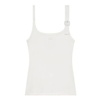 Courr&egrave;ges Femme, Tops, Blanc, Taille: 40 FR Buckle 90s Rib Tank Top
