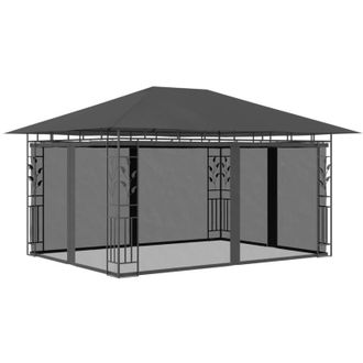 vidaXL Vidaxl - Belv&eacute;d&egrave;re avec moustiquaire 4x3x2,73 m Anthracite 180 g/m&sup2;