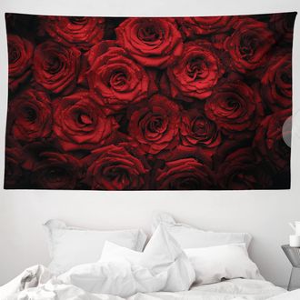 Abakuhaus Dunkelrot Wandteppich und Tagesdecke, Tropfen von Blooming Bouquet aus Weiches Mikrofaser Stoff Waschbar ohne Verblassen Digitaldruck, 230 x 140 cm, S