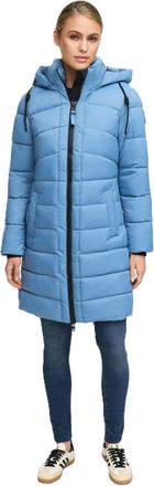 Marikoo Damen Wintermantel (S-3XL) - gesteppt, abnehmbare Kapuze - N075 - PowBlue Größe XXL - Gr.XXL