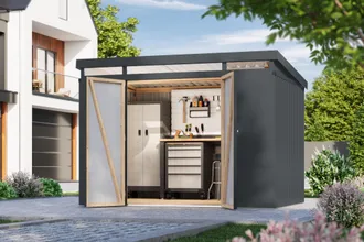 Karibu Ger&auml;tehaus KARIBU Argonium 3, grau (anthrazit), Ger&auml;teh&auml;user, Metall, Made in Germany, Topseller