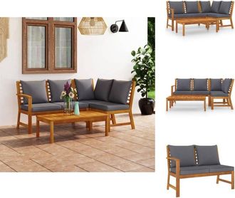 vidaXL 4-tlg. Garten-Lounge-Set mit Auflagen Massivholz Akazie - Gartensitzgarnitur - Loungem&ouml;bel - Gartenm&ouml;bel Set - Holz Lounge Set - Akasieholzm&ouml;bel
