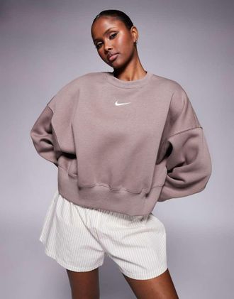 Nike Phoenix Fleece - Sweat ultra oversize - Marron