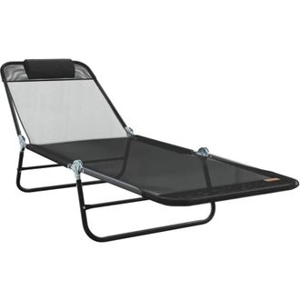vidaXL Vidaxl - Klappbare Sonnenliege Schwarz 182 x 55 x 85,5 cm Textilene
