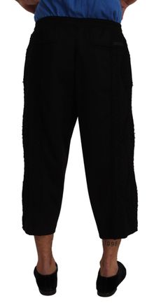 Dolce & Gabbana Mens Black Cotton Torero Sweatpants Shorts Pants Nylon