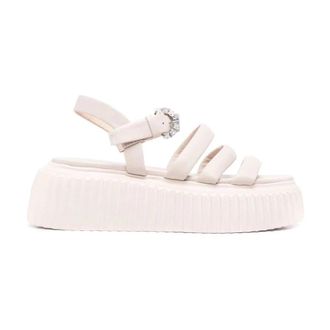 AGL Gl&auml;nzende flache Sandalen - - Shoes - Damen - Beige - 40 EU