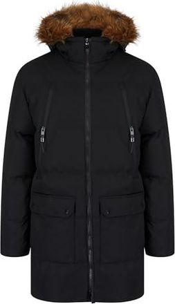 Tokyo Laundry Manteau rembourr&eacute; pour homme avec capuche en fausse fourrure et multiples poches Parka, noir profond, L