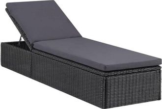 vidaXL Sonnenliege Poly Rattan Schwarz und Dunkelgrau Vidaxl