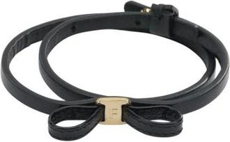 Ferragamo Femme, Accessoires, Noir, Taille: ONE Size Braided Leather Bracelet