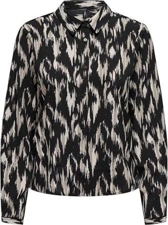 Only Onlnova Life Elite L/S Maya T-Shirt AOP Blouse, Noir/OOP : 590 Rough Animal, XL Femme