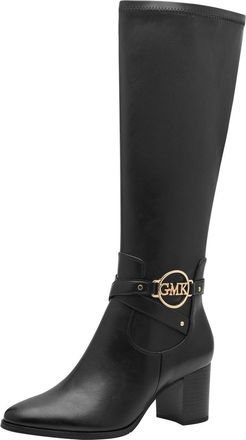 Marco Tozzi by Guido Maria Kretschmer Damen Hohe Stiefel mit Absatz aus Kunstleder mit Reißverschluss, Schwarz (Black), 37 EU