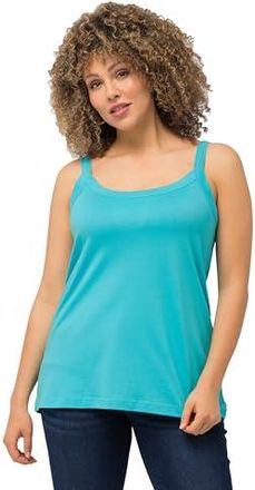Ulla Popken Femme Grandes Tailles Débardeur à Fines Bretelles et Encolure Ronde, modèle sans Manches en Modal mélangé Aqua foncé 50+ 728664730-50+