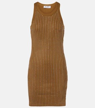 The Attico Minikleid aus Baumwoll-Jersey mit Kristallen