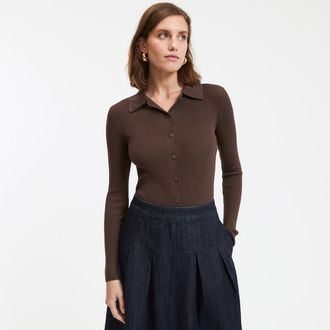 La Redoute Collections Cardigan Col Polo En Fine Maille Boutonn&eacute;