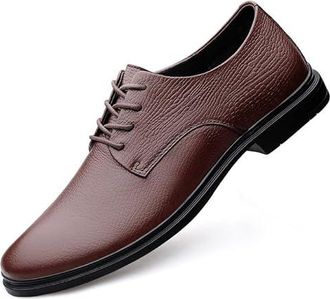 Generic Chaussures habillées for Hommes à Lacets, Bout Rond, Cuir Patchwork, Derby, Semelle en Caoutchouc, Talon Bloc antidérapant, Bal de Promo(Marron,41 EU)