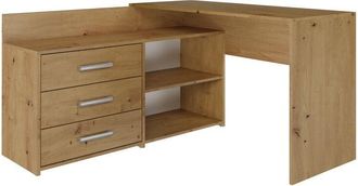 Topeshop Hucoco - moline - Bureau dangle avec rangement - 3 tiroirs + 2 etag&egrave;res - 120x50x76 cm - Bureau dordinateur