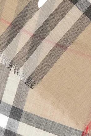 Burberry Wool-Silk Blend Check Scarf - Beige