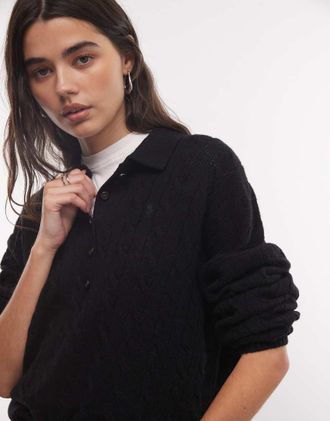 Polo Ralph Lauren Pullover mit Kragen und Karomuster in Schwarz