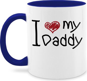 Shirtracer Tasse Tassen 325ml - Geschenk zum Vatertag - I love my Daddy quer schwarz - 325 ml - Dunkelblau - dad coffee cup hearts vatertagstasse vatertagsgesche