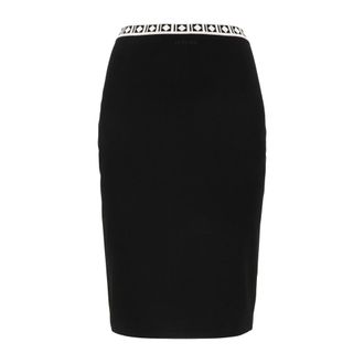 Versace Femme, Jupes, Noir, Taille: 38 FR Jupe &agrave; ceinture g&eacute;om&eacute;trique