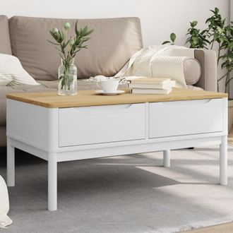 vidaXL Table basse FLORO blanc 99x55,5x45 cm bois massif de pin vidaXL
