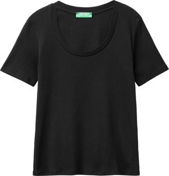Benetton Damen 3ga2d1066 T-Shirt, Schwarz 100, X-Small