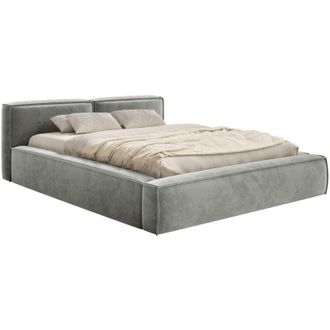 Selsey Selsey Tilves Slim - Polsterbett 180x200 mit Bettkasten und Lattenrost, Velours, grau