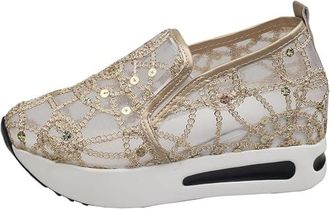 Generic Baskets orthop&eacute;diques pour femme - Broderie florale - Respirantes - Bout rond - Chaussures compens&eacute;es habill&eacute;es et d&eacute;contract&eacute;es - Chaussures de march