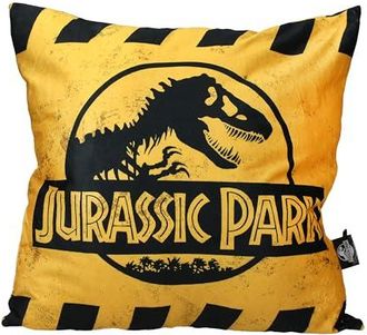 SD toys Caution Logo Jurassic Park Quadratisches Kissen, vakuumverpackt, 45 x 45 cm